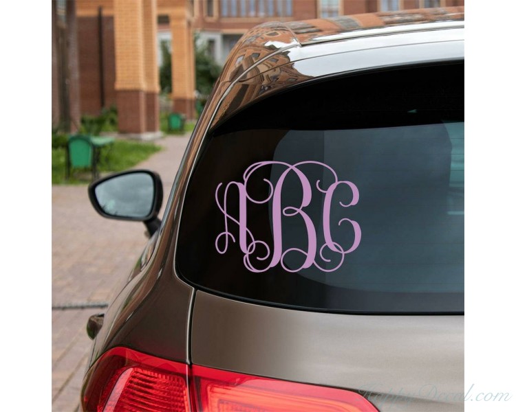 Custom Monogram Car Decal - Personalized Initial Letter Vinyl Yeti ...