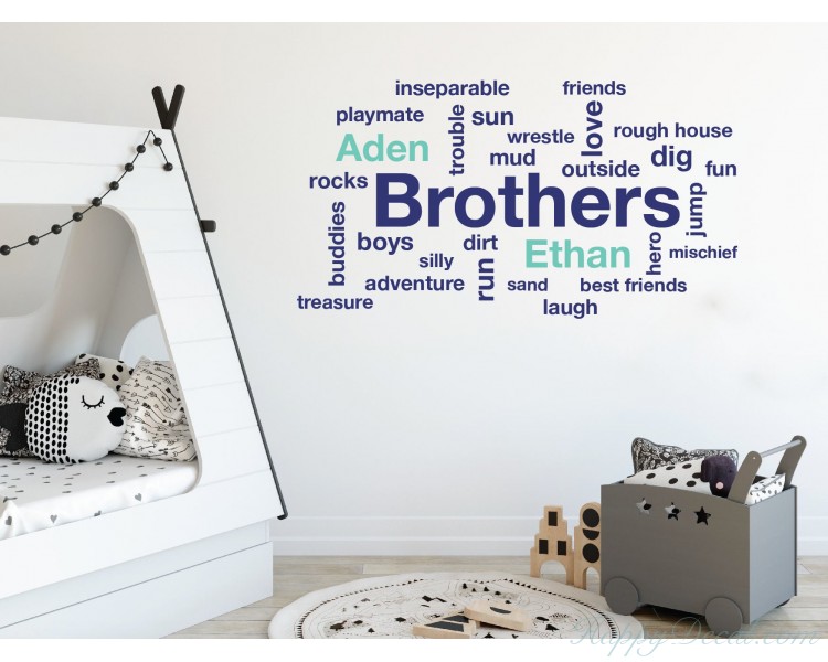 Brothers Personalized Name Wall Decal