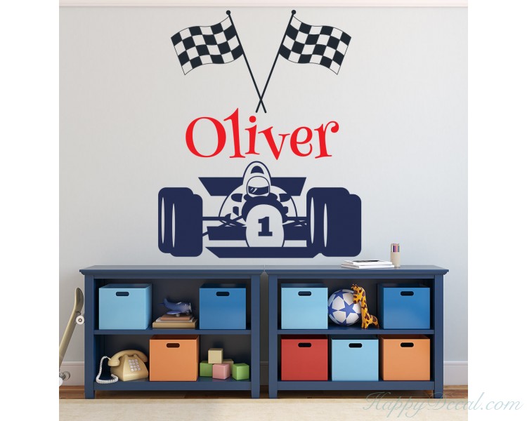 Racing Themed Personalized Name Decal