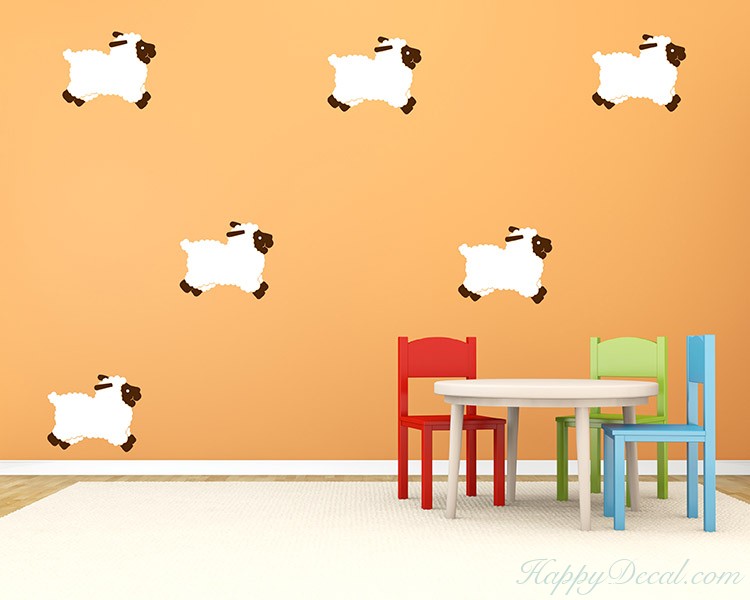 A Set of Little Sheep Nursery Wall Decal