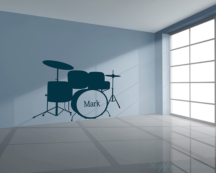 Drum Kit Customized Name Vinyl Decal Nursery Sticker