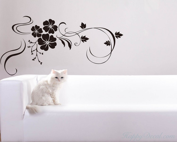 Beautiful Flowers Vine Vinyl Wall Decals Modern Art