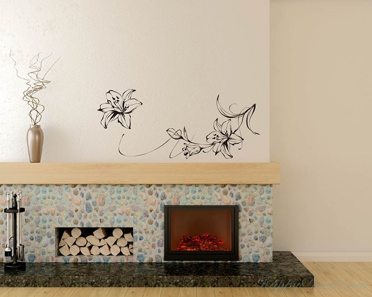 Beautiful Lily Flowers Vinyl Decals Modern Wall Art