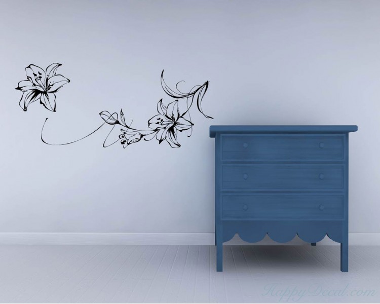 Beautiful Lily Flowers Vinyl Decals Modern Wall Art