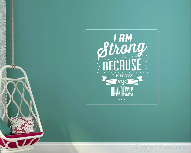 I am Strong Quotes Wall Decal Motivational Vinyl Art Stickers